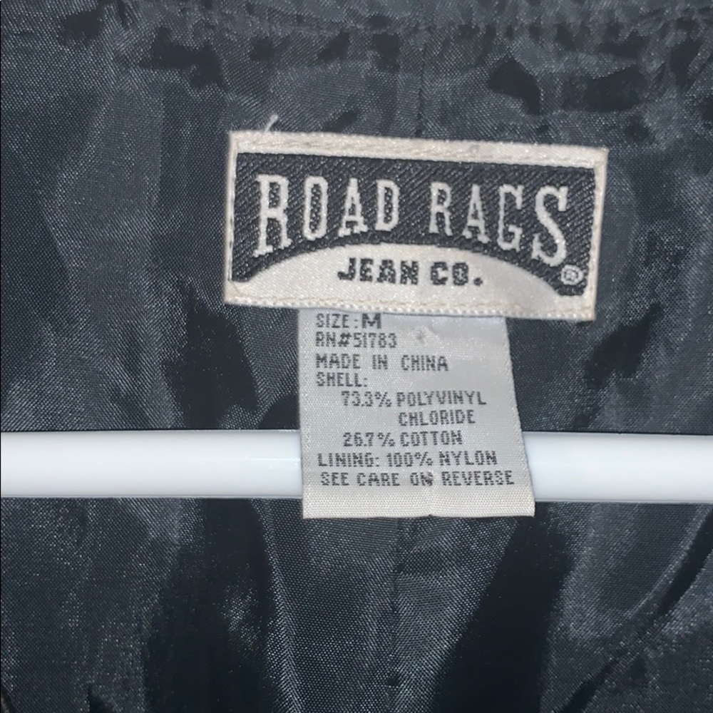 Road Rags Black Faux Leather Motorcycle Vest - Gem